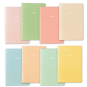 THiNKABLE Pastel Aesthetic Notebooks Set, Cute Journal Set 8 pack, A5 5.5 x 8.3 in 60 Pages, Simple Cover Notebook, Minimalist Journal for Women Lined Paper, Soft Cover Journals