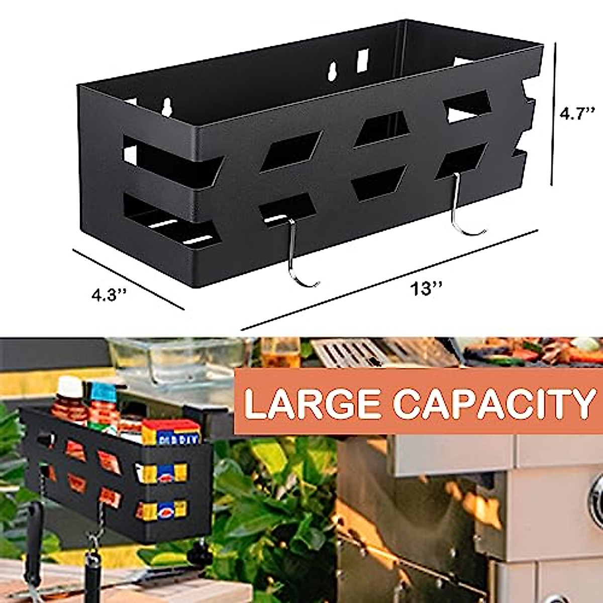 Griddle Caddy for 28" 36" Blackstone Griddle, DEWVIE No Drilling Removable Grill Caddy BBQ Accessories Space Saving Storage Box Organizer