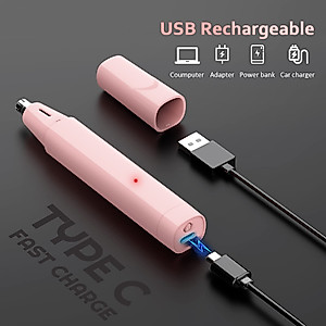 Ear Nose Hair Trimmer for Women, Rechargeable Eyebrow Facial Hair Trimmer, Painless Waterproof Nose Clipper 2023 Professional Dual Blades Face Shaver Pink (Pink)