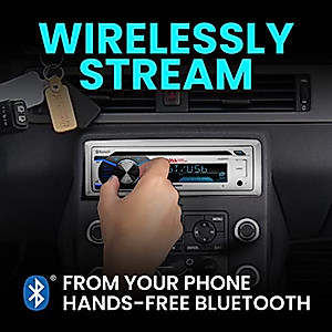 BOSS Audio Systems MCK508WB.64S Marine Boat Stereo Sound System Speaker Package - Single Din Radio Receiver Head Unit, No CD Player, Bluetooth Audio, Two 6.5 Inch Full Range Speakers, Dipole Antenna