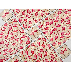 Pimpernel Sara Miller London Flamingo Collection Placemats | Set of 4 | Heat Resistant Mats | Cork-Backed Board | Hard Placemat Set for Dining Table | Measures 15.7” x 11.7”