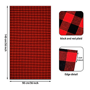 Tatuo Buffalo Plaid Fabric 56 x 36 Inch Christmas Plaid Cotton Fabric Checkered Buffalo Fabric by The Yard Precut Patchwork Sewing Fabric for DIY Craft Sewing Home Christmas Decoration(Red-Black)