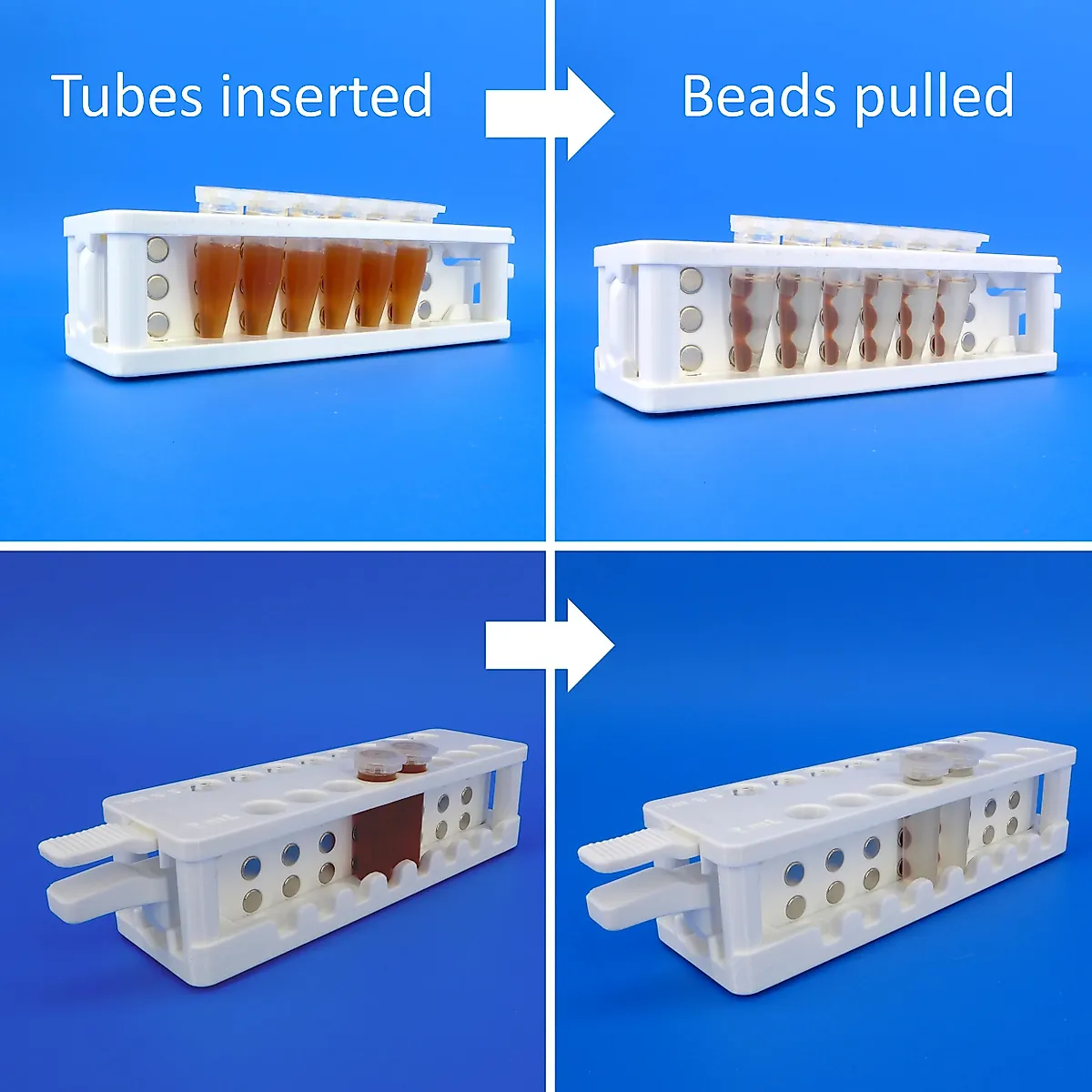 Magnetic Rack for 1.5 and 2 mL centrifuge Tubes, with Removable Magnets