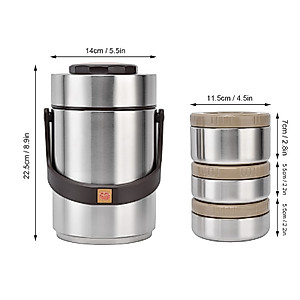 Insulated Food Jar, 67 oz Insulated lunch Containers for Hot Food, Adults Stainless Steel Leakproof 3 Layer Vacuum Insulated Barrel(Silver)