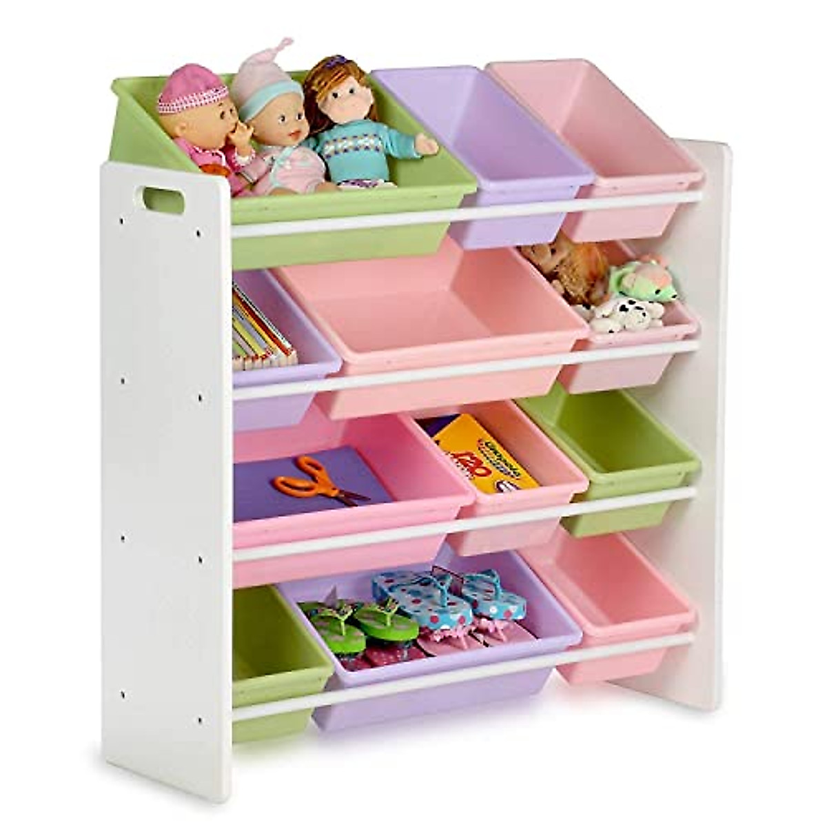 HOMESMITHS White Toy Storage Organizer for Kids, Set of 12 Pastel Bins | Perfect for Home, Play Schools and Kindergarten