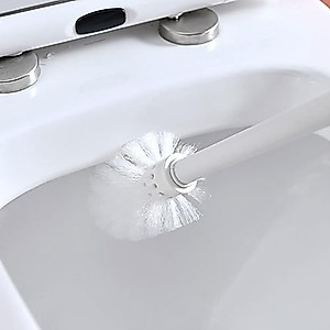SAAKO Toilet Brush and Holder with Lid Set Plastic Wall Mount Toilet Cleaner Brush Compact Removable Toilet Bowl Brush