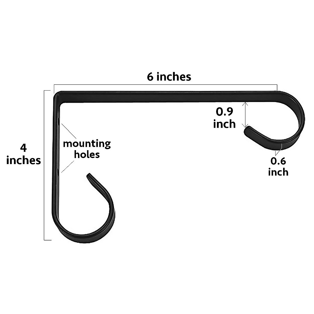 Harrier Hardware Metal Plant Hangers Outdoor - Wall Mounted Hanging Plant Bracket, 6 Inches, Set of 2, Ideal for Small Plants, Bird Feeders, Wind Chimes (Black)