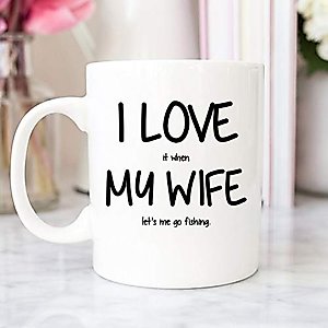 Micha - I Love It When My Wife Let's Me Go Fishing Mug Fishing Gifts Funny Fishing Mug Fishing Fisherman Gifts Coffee Mug Gifts For Him Stocking Stuffer For Men Fishing Mugs