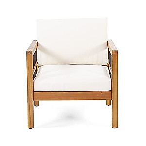 Christopher Knight Home Elias Chat Set, Beige + Teak + Black Metal