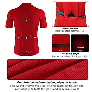 CATENA Men's Cycling Jersey Short Sleeve Shirt Running Top Moisture Wicking Workout Sports T-Shirt Red