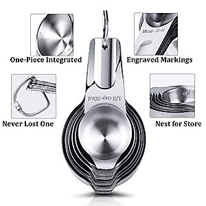 Measuring Cups Stainless Steel 7 Piece Stackable Set for Dry or Liquid Ingredients Measurement - Kitchen Gadgets & Utensils Metal Measuring Cups Best for Cooking & Baking