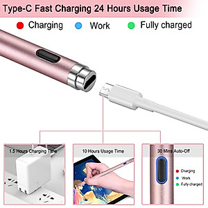 Stylus Pens for Touch Screens,Active Stylus Compatible for Apple iPad,Rechargeable 1.5mm Fine Point Smart Pencil Digital Compatible iPad and Most Tablet,for Drawing and Handwriting (Pink)