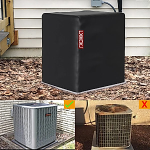 LXKCKJ Air Conditioner Cover for Outside Units - 420D Waterproof Air Conditioner Protection Covers for Window Unit - Winter AC Covers Fits AC Condensing HVAC Unit (Black 32''LX32''WX36''H)