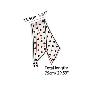 Allegra K Women Polka Dots Bevel Small Skinny Scarf Oblique Neck Scarves Double-Sided Neckerchief White