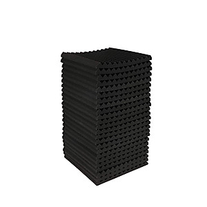 Burdurry 24 Pack Acoustic Panels Soundproof Studio Foam for Walls Sound Absorbing Panels Sound Insulation Panels Wedge for Home Studio Ceiling, 1" X 12" X 12",(24pcs, Black)