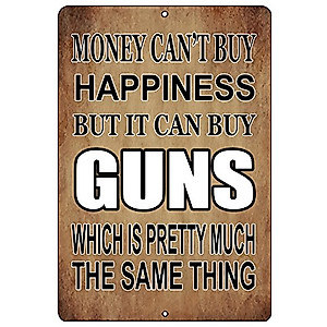 Rogue River Tactical Funny Pro Gun Metal Tin Sign, 12x8 Inch, Wall Décor - Man Cave Bar Money Happiness Guns