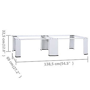 Tidyard Double Washing and Drying Machine Pedestal Non Slip Steel Dryer Stand White 54.5 x 27.2 x 12.8 Inches (W x D x H)