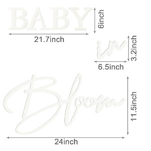 MASTRON Baby in Bloom Sign, 16”x24” Felt Letter Baby Shower Sign Baby in Bloom Party Decor Backdrop for Boy or Girl Baby Shower Gender Reveal 1st Birthday - White