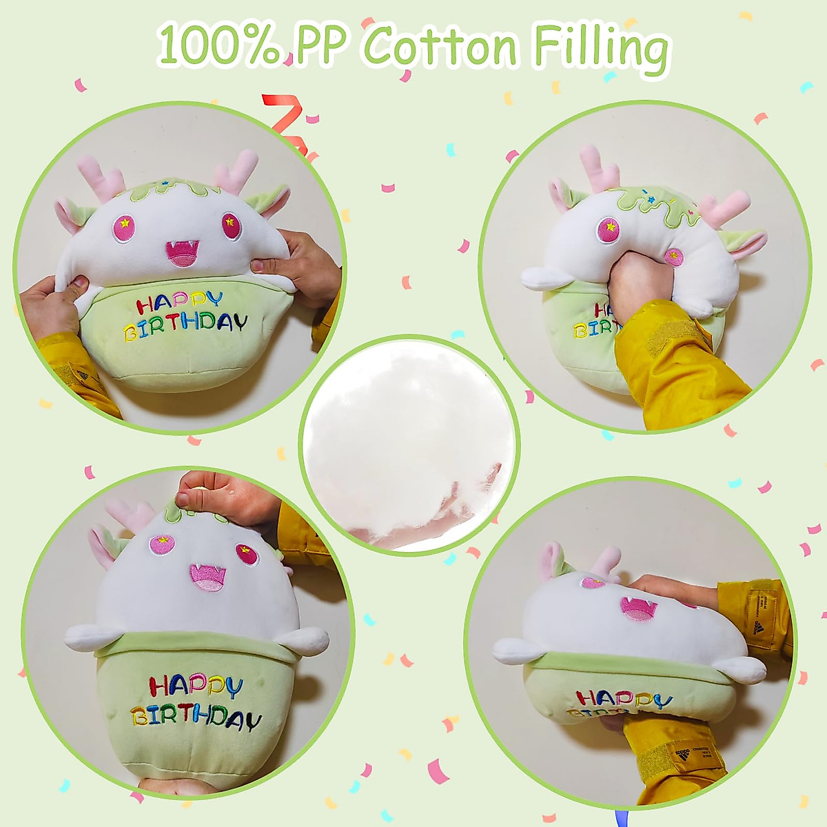 AYQNMHR Spirit Stuffed Animal Plush Toy, 10in LED Light Up Happy Birthday Plush Doll Cute Spirit Plushies Pillow for Girls Boys Home Decoration Christmas Birthday