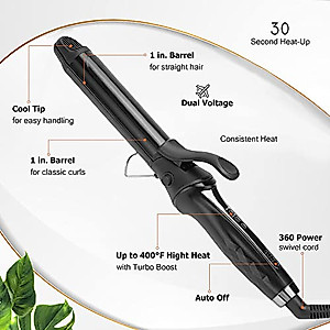 CNAIER 2-in-1 Hair Straightener Curling Iron 1 Inch Produces Classic Curls and Straightening – for use on Short, Medium, and Long Hair, Curls Beautifully & Straightens Well