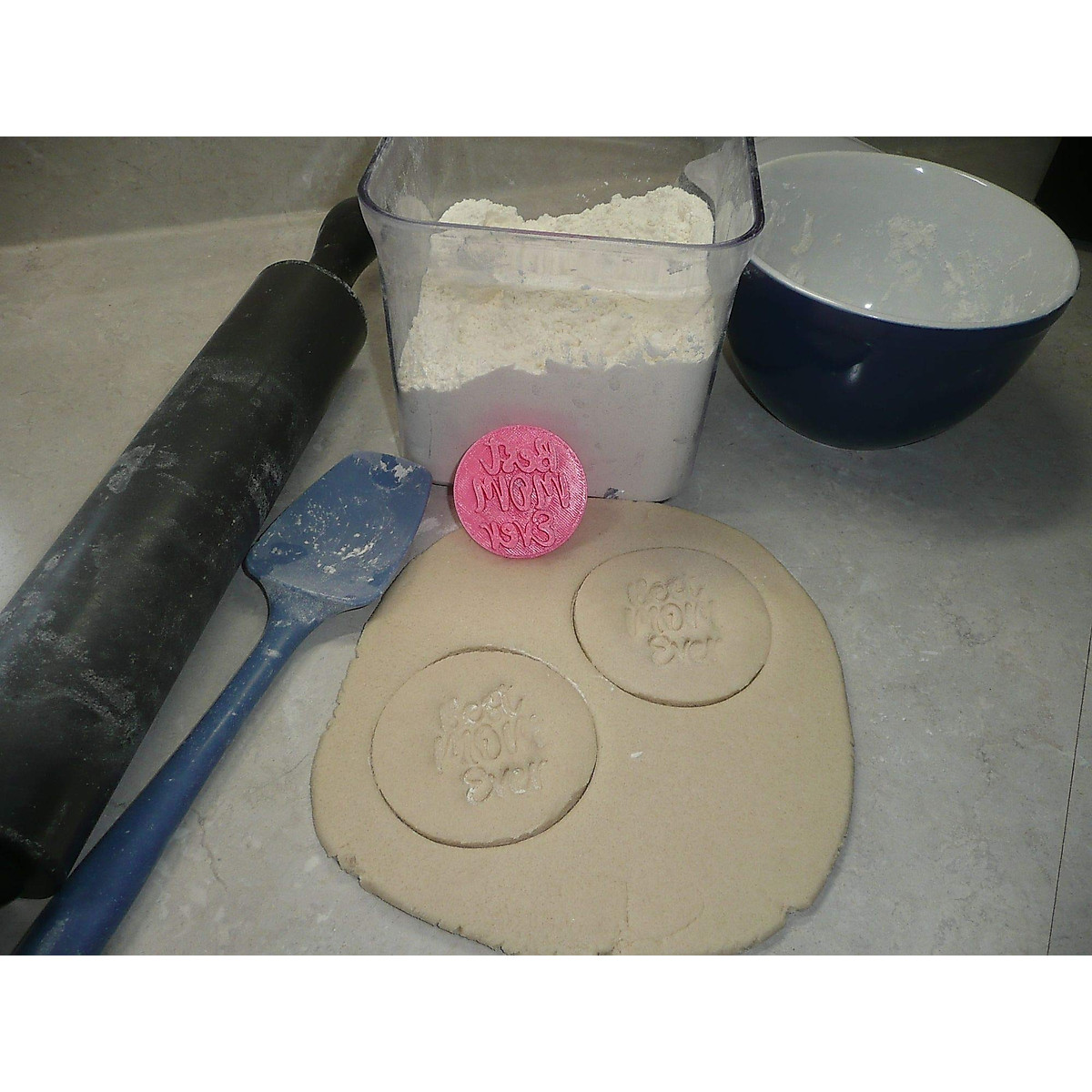 BEST MOM EVER WORDS FANCY SCRIPT FONT MOTHERS DAY COOKIE STAMP EMBOSSER BAKING TOOL 3D PRINTED MADE IN USA PR4192