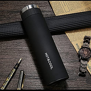 Holeke Flash Water Bottle Stainless Steel Tumblers Vacuum Bottle Thermos Hot Drink Travel Mug Tea Cup With Lid (Black),Holeke,23.5x6.5cm