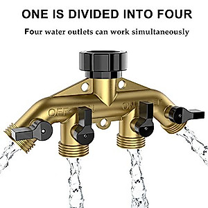 VLAY 4 Way Garden Hose Splitter,Hose Connector 3/4" with Shut-Off,Hose Spigot Adapter with 4 Valves