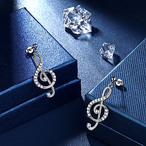 Beautlace Women's Musical Note Stud Earrings Silver Plated Treble Clef Music Note Earring Jewelry Gifts for Music Lover KE0027W