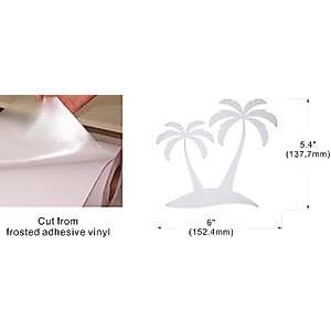 (2 Pack) 6" x 5.4" Palm Tree Frosted Matte Vinyl Decals Glass Safety Stickers - Keep Children Safe, Alert Birds, Dogs, Kids - Glass Window Door Indicator