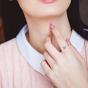 Birthstone Rings for Women CZ Crystal Rings for Girls Stainless Steel Rings Cute Pinky Ring for Teen Girls Aesthetic Jewelry