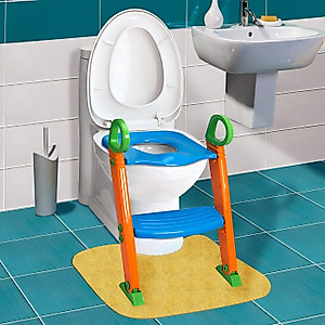 Potty Training Seat with Ladder - Kids Toilet Trainer 2-in-1 Toddler Step Stool & Portable Travel Seats Steps for Toddlers Baby Girls & Boys w/Child Infant Urinal Cover on top of Chair Folding Stairs