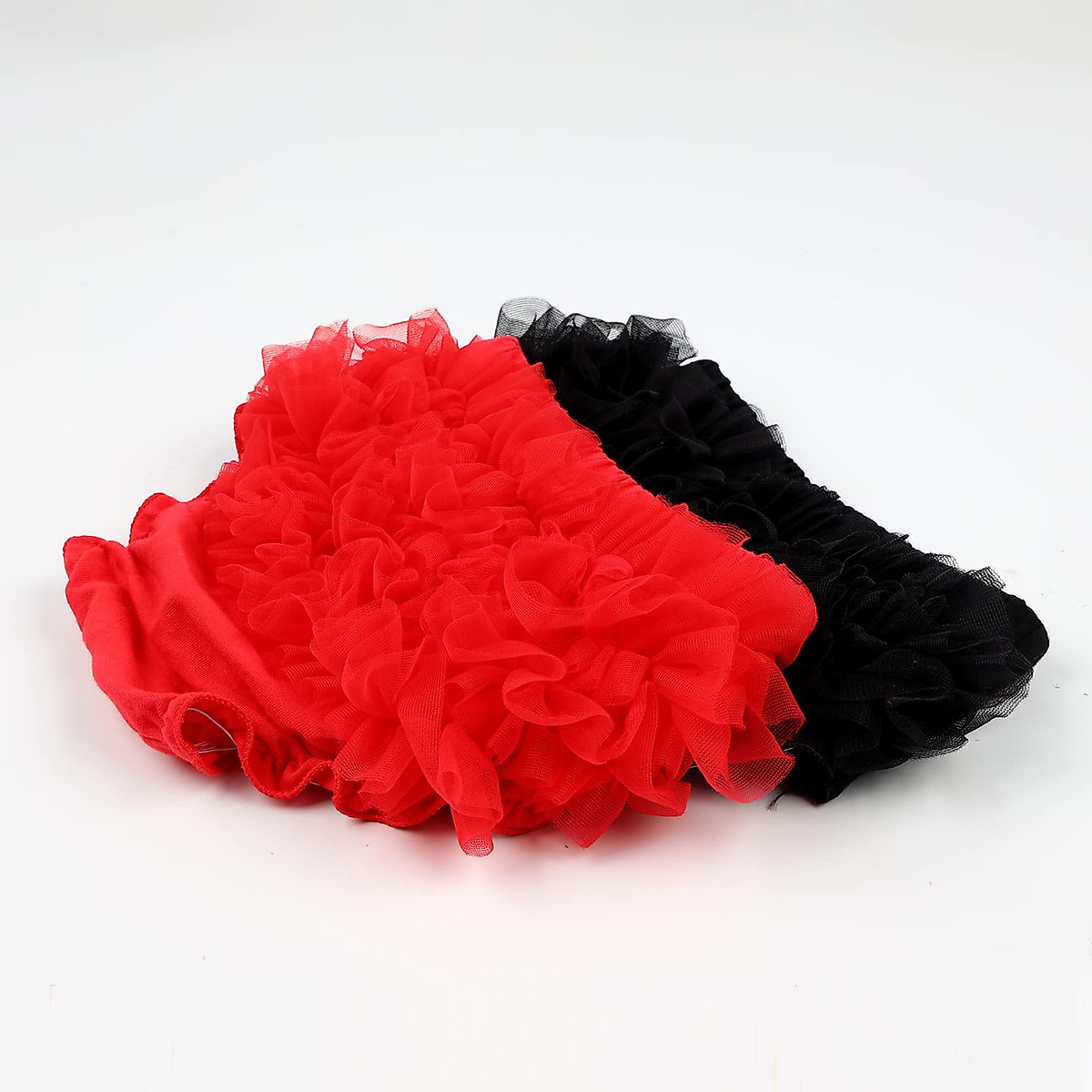 HOOLCHEAN Baby Infant Girls 2PCS Set Tulle Ruffle Bloomer (Red & Black, S: 0-6 Months)
