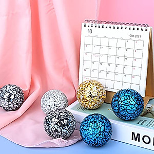 8 Pieces Mosaic Glass Orbs Balls Mosaic Sphere Glass Globe Decorative Orbs Centerpiece Balls Decorative Glass Balls for Bowls Vases Dining Table Centerpiece Decor