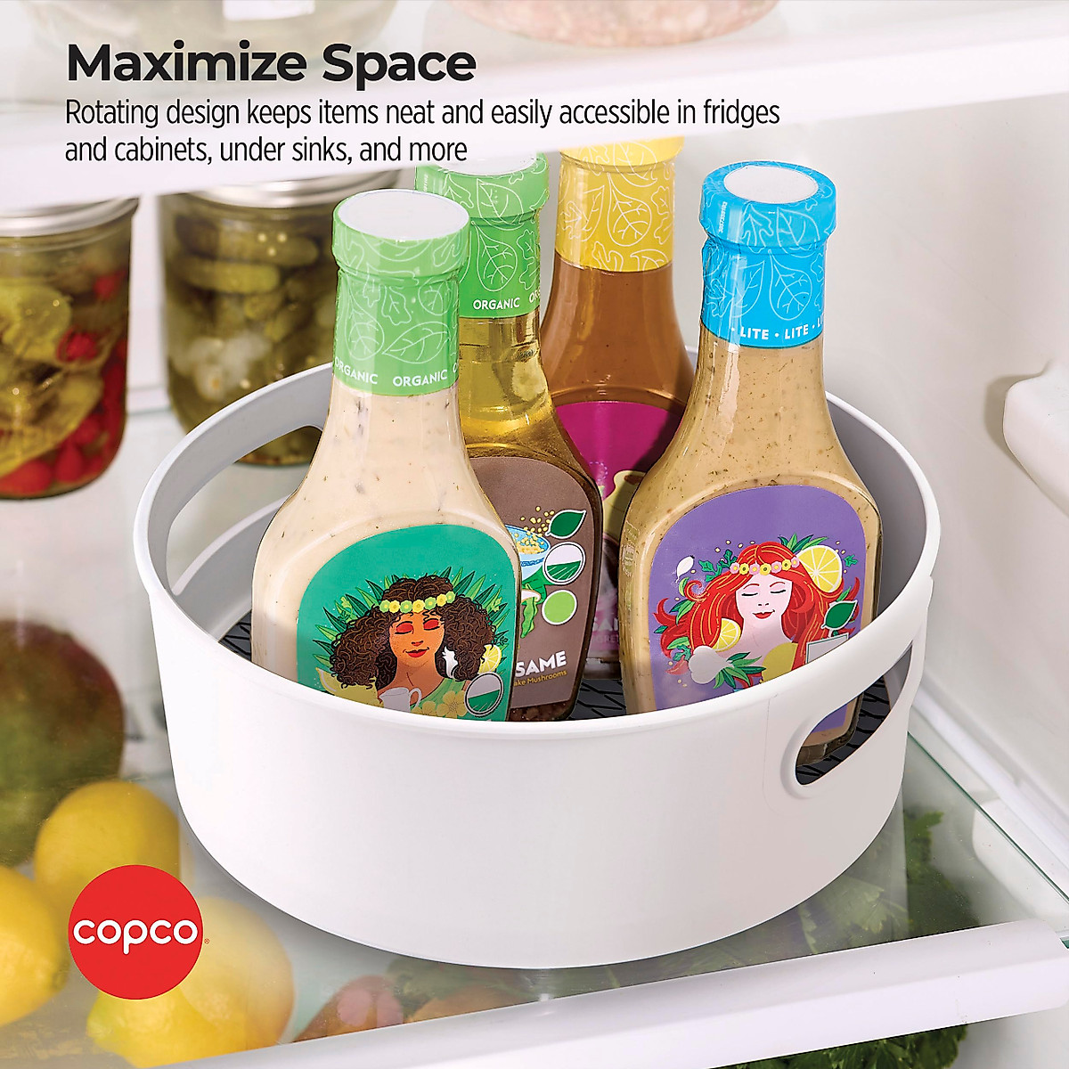 Copco Non-Skid Storage Turntable, 10-Inch, Gray and White