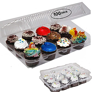case of 100 12 Compartment Cupcake Container with Hinged Lid Clear 12 cavity cupcake container disposable plastic cupcake boxes 12 Compartment Cupcake Containers