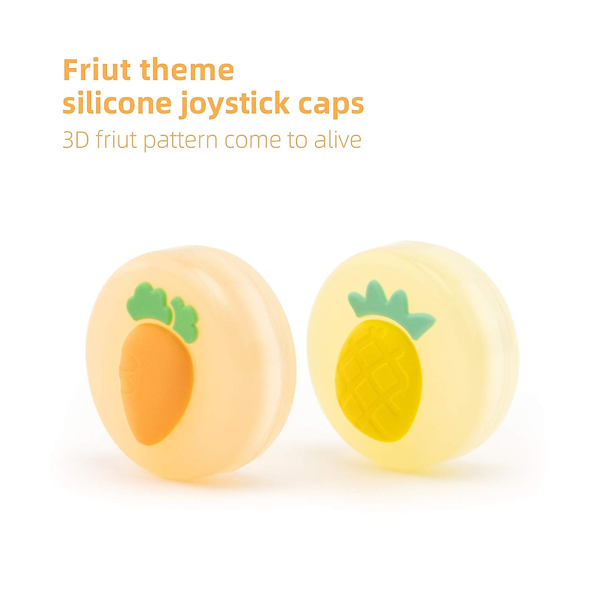 GeekShare Fruit Theme Thumb Grip Caps,Compatible with Nintendo Switch & Switch Lite Only,Soft Silicone Joystick Cover,4PICS -- Carrot and Pineapple