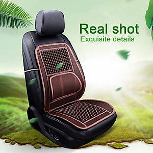 Blueshyhall Seat Cushion, Natural Wood Beaded Comfortable Seat Cover Massaging Driver Cushion for Car Truck (Brown)