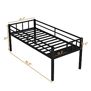DHHU Triple Twin Bunk Bed, Metal Bunk Bed, Metal Bed Frame, Suitable for Bedroom, Apartment, Dorm, Space-Saving, Black