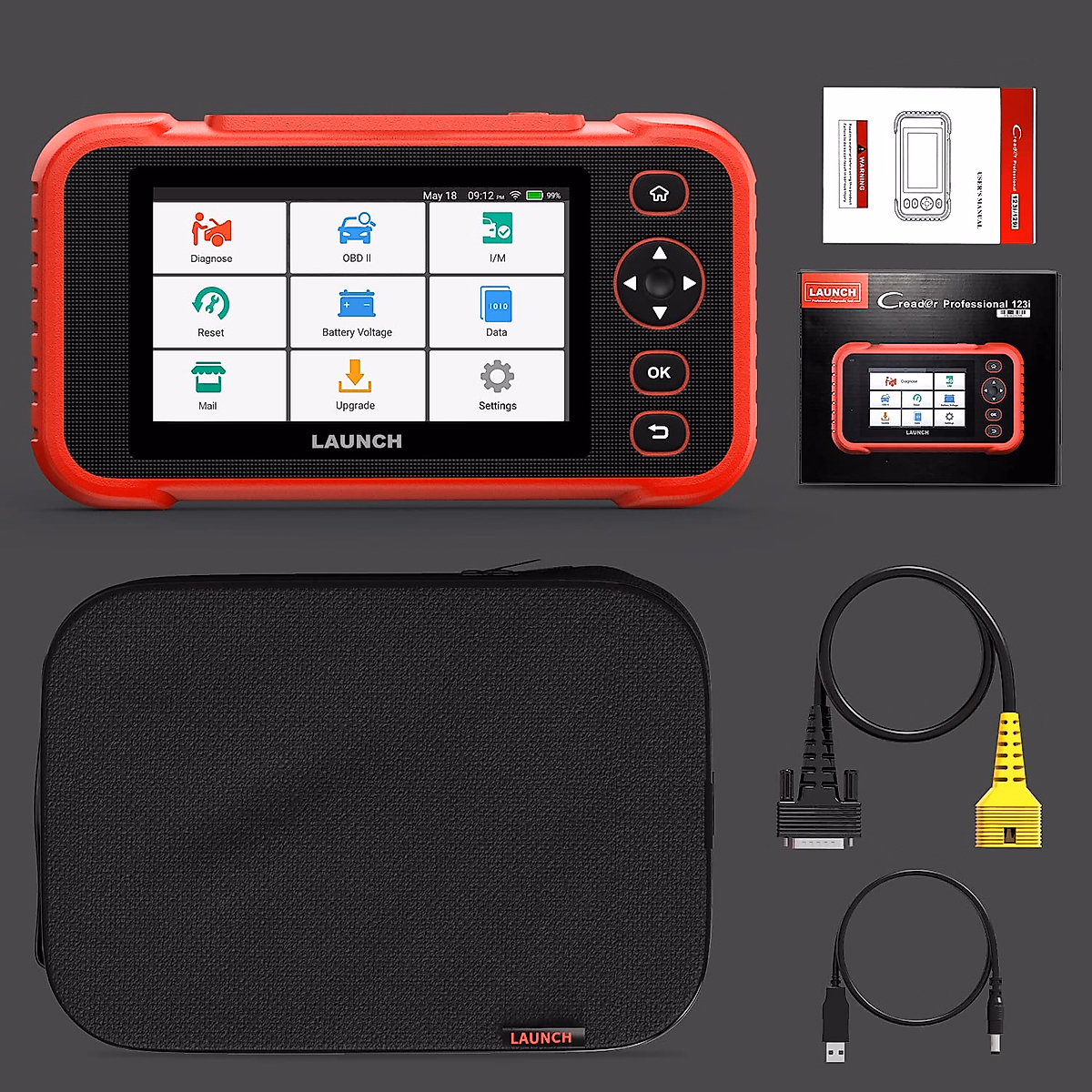 LAUNCH CRP129I OBD2 Scanner, Code Reader for Vehicle Engine ABS SRS Transmission, Car Diagnosis Tool with EPB SAS TPMS Oil Lamp Throttle Body Reset Battery Voltage Test, WiFi Free Update