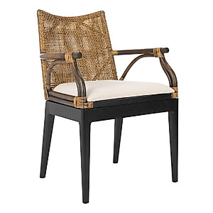 Safavieh Home Gianni Rattan Tropical Woven Arm Chair, Brown/Black