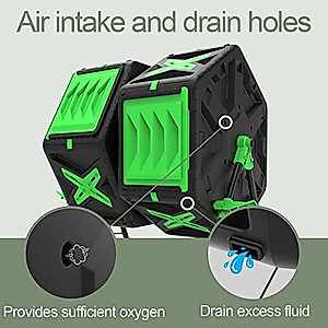 SQUEEZE master Large Dual Chamber Compost Bin Tumbler Outdoor Garden- Easy Rotating- Sturdy Steel Frame-Fast Composting (Green, 2 × 18.5 Gallon)