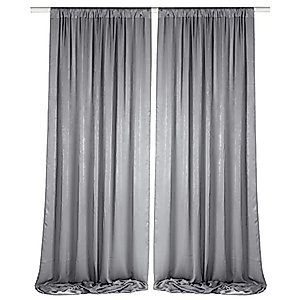 SHERWAY 2 Panels 4.8 Feet x 10 Feet Deep Gray Thick Satin Backdrop Drapes, Non-Transparent Window Curtains for Wedding Bridal Shower Birthday Anniversary Christmas Party Stage Decorations