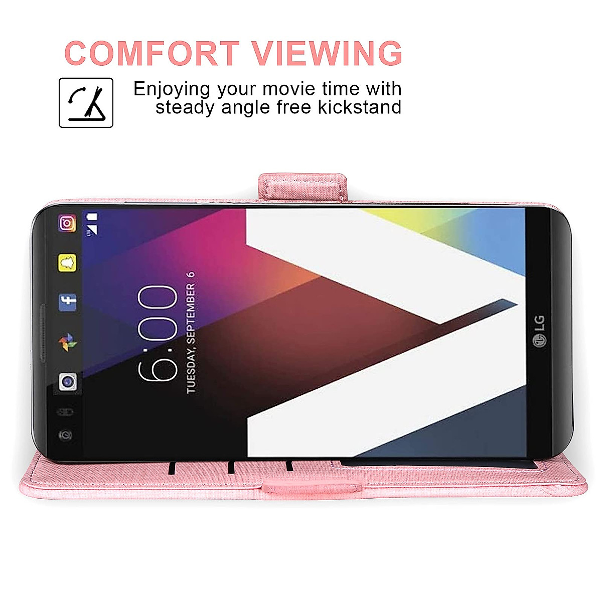Asuwish Compatible with LG V20 Wallet Case Tempered Glass Screen Protector and Leather Flip Cover Card Holder Stand Magnetic Cell Accessories Phone Cases for LGV20 LG20 V 20 Boys Girls Women Men Pink