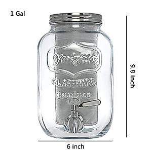 Hyperspace Cold Brew Pitcher, Cold Brew Maker, 1 Gallon Iced Coffee Maker, Cold Brew Mason Jar, Ice Tea Thick Glass Carafe with 3rd Generation Stainless Steel Mesh Filter