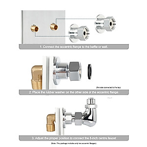 Commercial Sink Coupler Replace Commercial Faucet Parts Adjustable 1/2" NPT Female Eccentric Flange Inlet Brass fit 8" Center Wall Mount Faucets (2 Pcs)