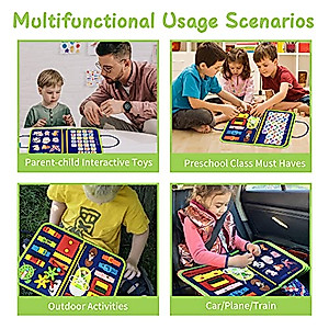 TenFans Busy Board - Montessori Toys for 3 4 5 Years Old - Sensory Toys for Autism - Toddler Toys Gift for Boys & Girls Learning Fine Motor Skills