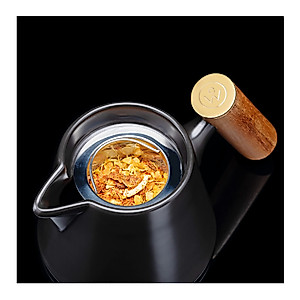 ChefWave Artisan Series Ceramic Tea Pot with Stainless Steel Extra-Fine Infuser for Loose Leaf Tea and Bamboo Cool Touch Lid, 20 oz.