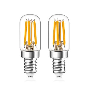 Hcnew E12 LED Candelabra Light Bulbs, 40W Equivalent Mini T20 Chandelier Bulbs, Warm White 2200K Dimmable Range Hood Bulbs Bedside Lamps, 350LM, 2 Pack