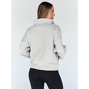 Trendy Queen Sweatshirts Quarter Half Zip Pullover Oversized Hoodies Sweaters Comfy Fall Outfits 2025 Y2K Winter Clothes Grey S