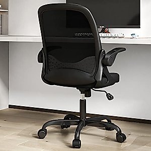Sytas Office Chair Ergonomic Desk Chair Rolling Swivel Mesh Computer Task Chair with Flip-up Arms and Adjustable Height，for Adults and Kids，Black